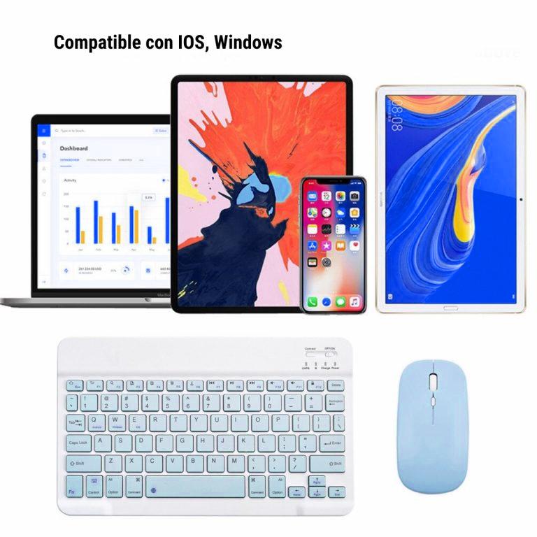 Teclado y Mouse Bluetooth para Tablet y Celular Azul : Precio Guatemala