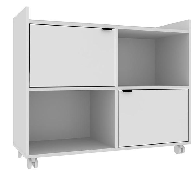 Kalea, Librera Atila, 4 Divisiones y 2 Puertas, Con Melamina Blanca, JC0802