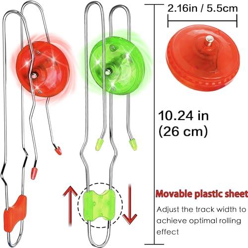 Jishi 3 piezas retro Magic Rail Twirler Toys, LED Light Up Glow Gyro ...