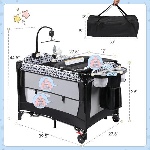 Xilingol 5 en 1 Pack and Play, Moisés para bebé junto a la cama con ...