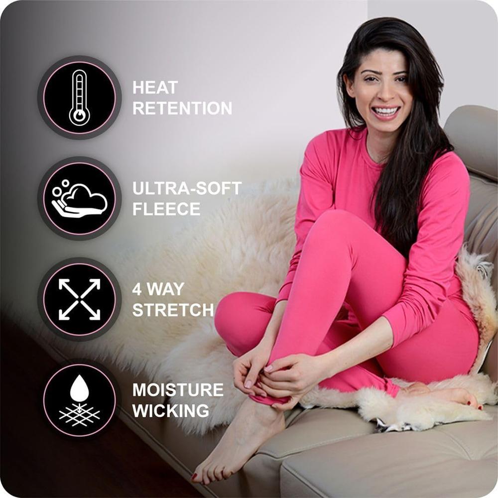 Thermajane Long Johns Thermal Underwear for Women Fleece Lined Base ...