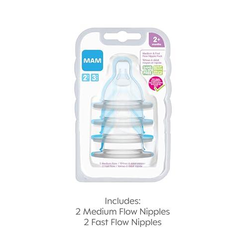 MAM Bottle Nipples Mixed Flow Pack - Medium Flow Nipple Level 2 and ...