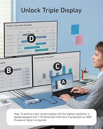 Anker 575 USB-C Hub (12-in-1, Dual HDMI, DP), Triple Display Docking Station, 10 Gbps USB-C and ...
