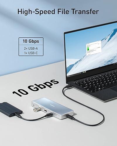 Anker 575 USB-C Hub (12-in-1, Dual HDMI, DP), Triple Display Docking Station, 10 Gbps USB-C and ...
