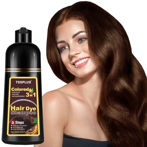 TSSPLUS Champú para tinte de cabello castaño natural, champú 3 en 1 ...