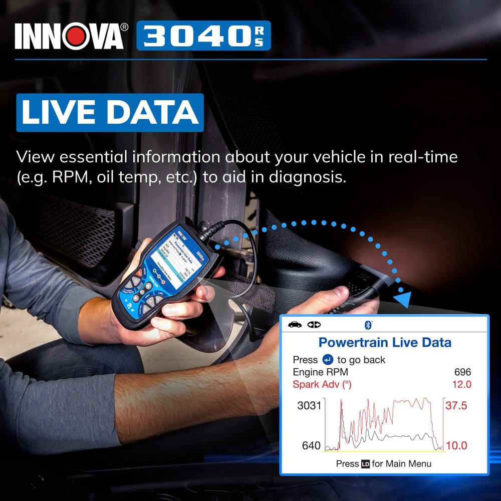INNOVA 3040RS, OBD2 Scanner, Live Data Streamer, Battery/Alt Tester ...