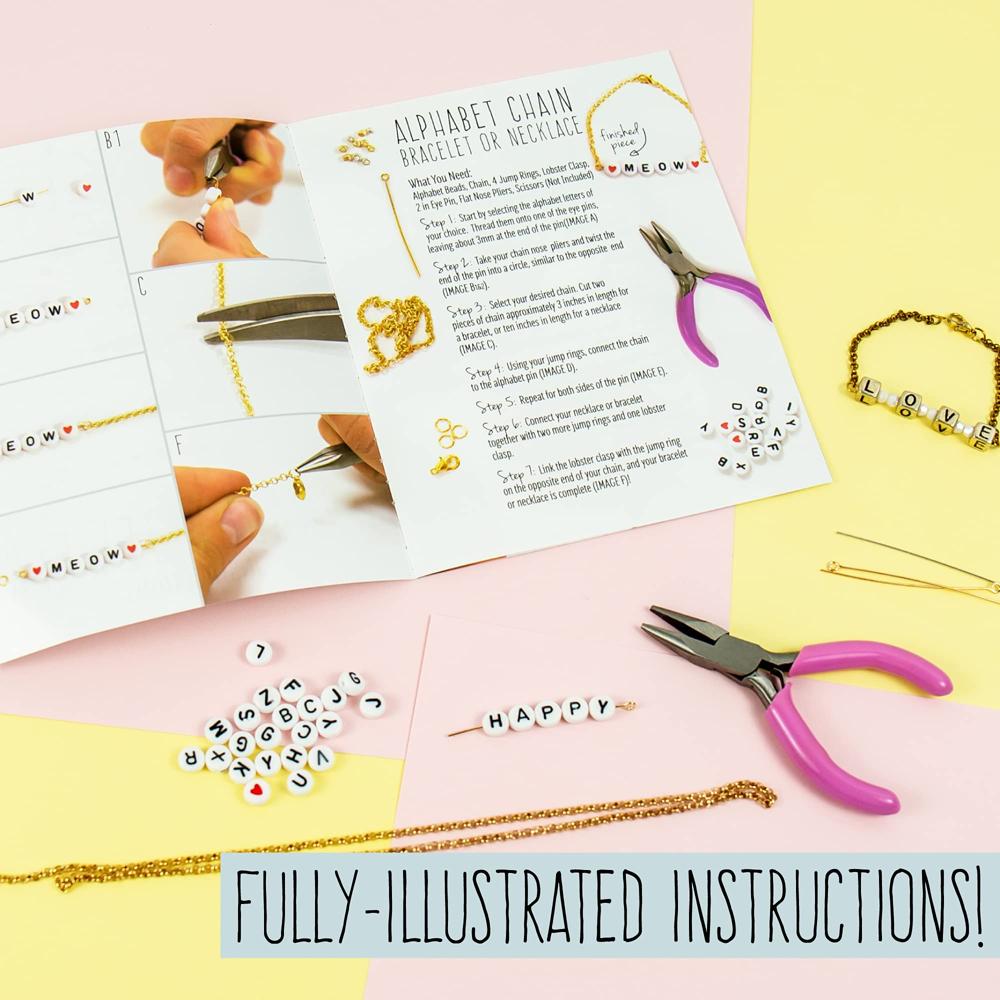 STMT Juego de joyas con alfabeto DIY, diseño de 10 pulseras, collares y ...