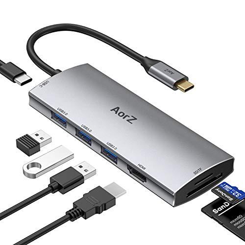 Concentrador USB C, concentrador USB a HDMI Multipuerto AorZ USB C Dongle adaptador 7 en 1 con ...