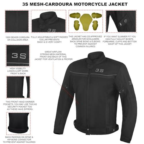 3S HIGH-PERFORMANCE MESH MOTORCYCLE JACKET- BREATHABLE, CE ARMORED FOR ...