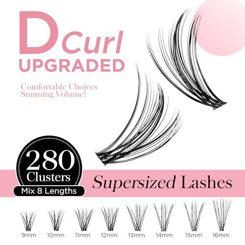 BEYELIAN Lashes Clusters and Lash Bond and Seal Kit D Curl 280pcs 9 ...