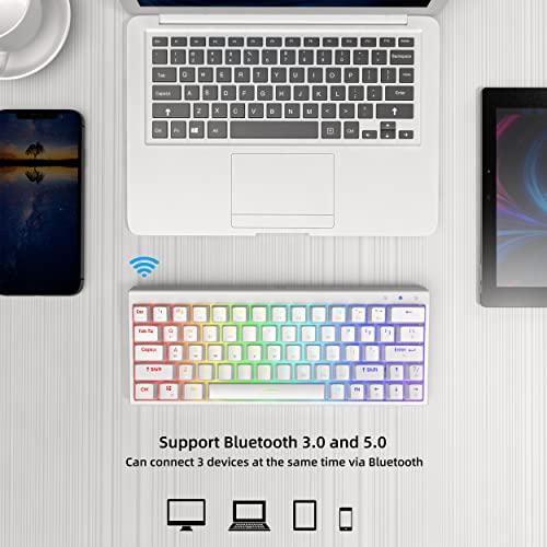 Ractous RTK63B 60% Wireless Mechanical Gaming Keyboard,RGB Blacklit PBT ...