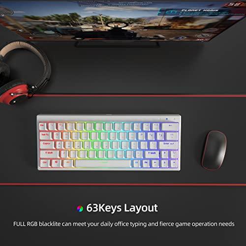 Ractous RTK63B 60% Wireless Mechanical Gaming Keyboard,RGB Blacklit PBT ...