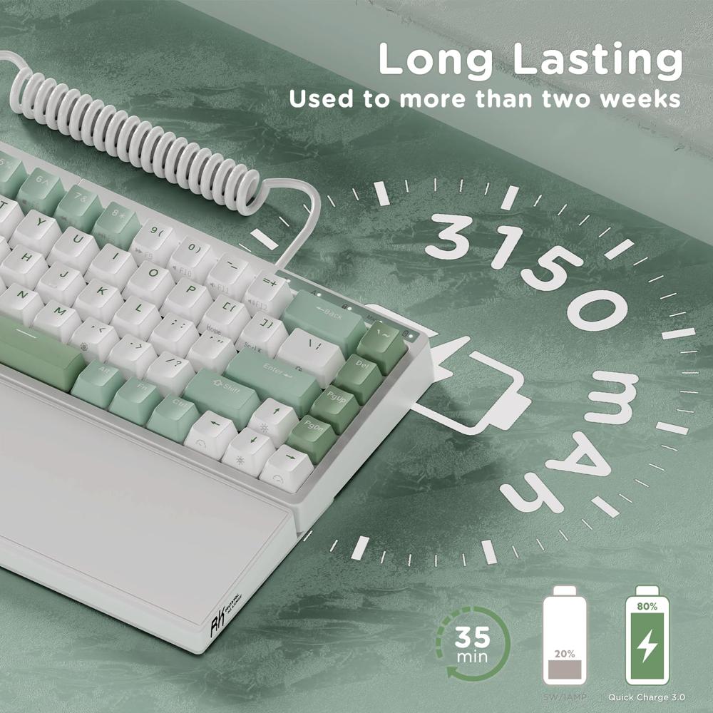 RK ROYAL KLUDGE RKS70 Split Mechanical Keyboard, Wireless Bluetooth/2 ...