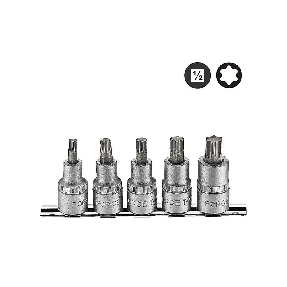 Juego De Puntas De Destornilladores Torx Espiga 1/2'', 5 Piezas, T40-T60, 4051 Force : Precio ...