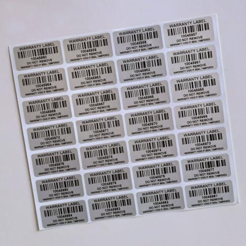 Tamper Evident Proof Barcode Stickers with Individual Serial Number ...