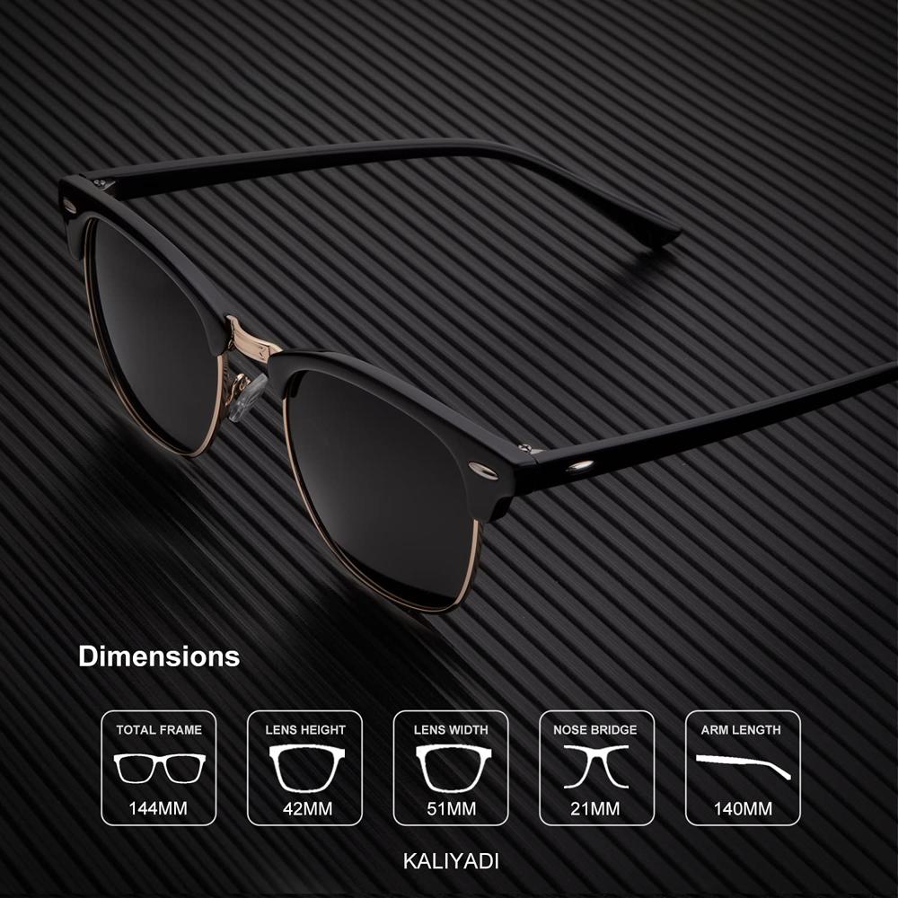 KALIYADI Polarized Sunglasses for Men and Women Semi-Rimless Frame ...