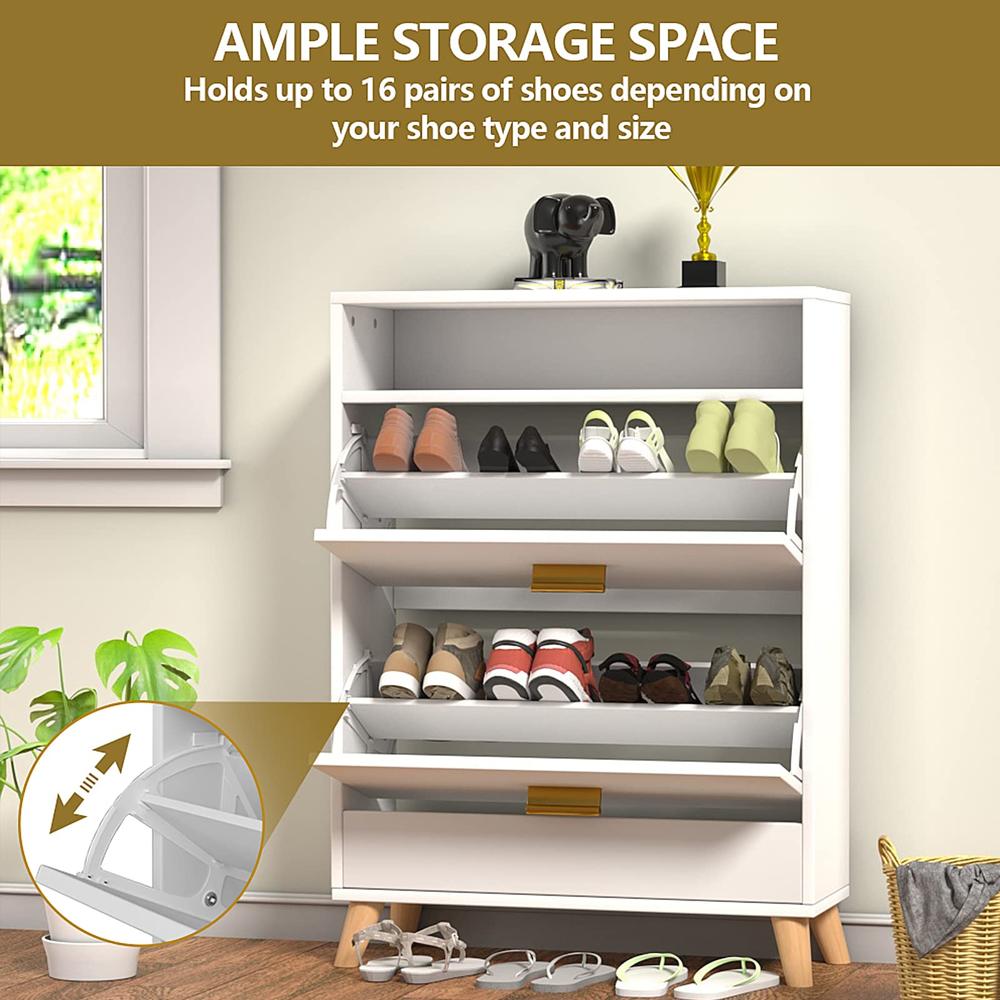 Gyfimoie Shoe Storage Cabinets, Free Standing Shoe Organizer with 2 ...