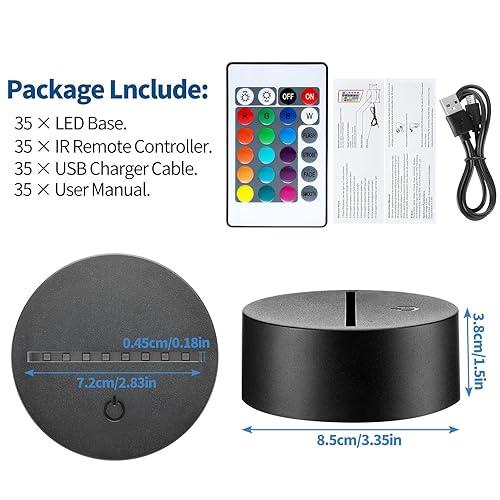 Paquete de 35 bases de luz LED 3D, 16 colores, base de luz LED de noche ...