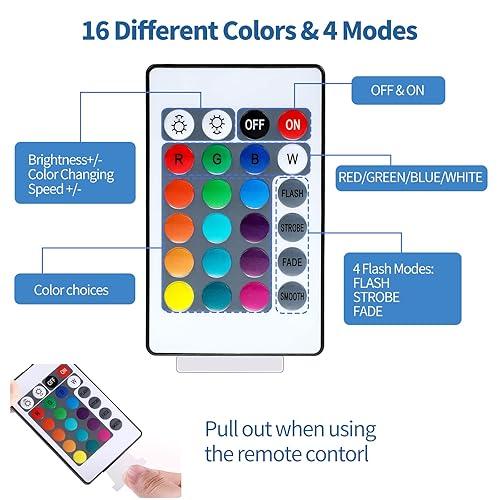 Paquete de 35 bases de luz LED 3D, 16 colores, base de luz LED de noche ...