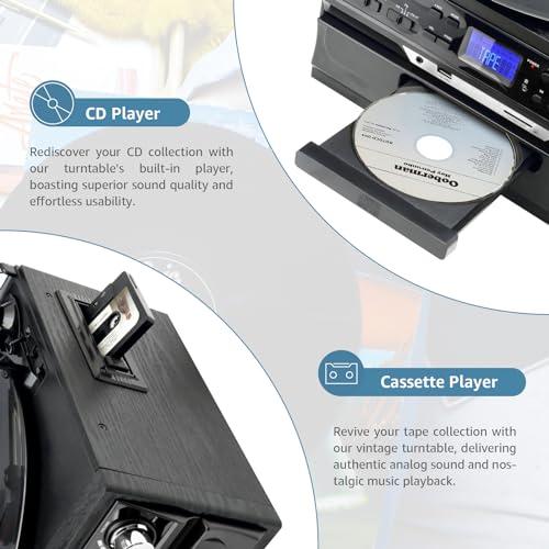 Jorlai Vinyl Multifunction Record Player Bluetooth Vintage Turntable 3 ...