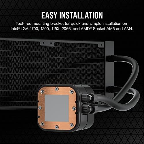 Corsair H100x RGB Elite Liquid CPU Cooler For Desktop - 32 Dynamic LEDs ...