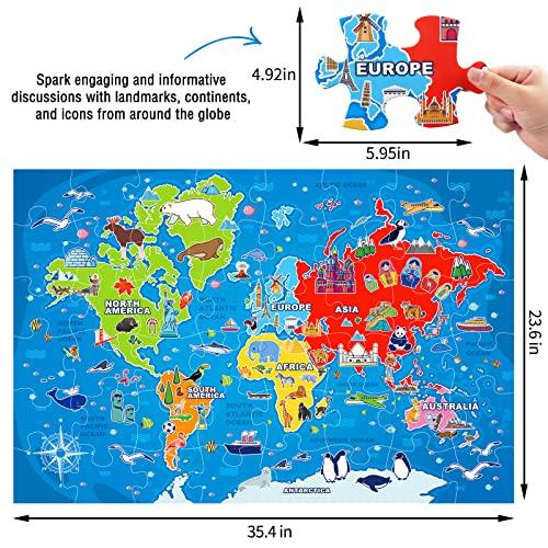 Jumbo Floor Puzzle for Kids,World Map Puzzle Jigsaw Geography Puzzles,48 Piece Globe Atlas ...