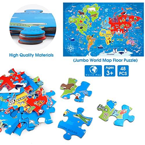 Jumbo Floor Puzzle for Kids,World Map Puzzle Jigsaw Geography Puzzles,48 Piece Globe Atlas ...