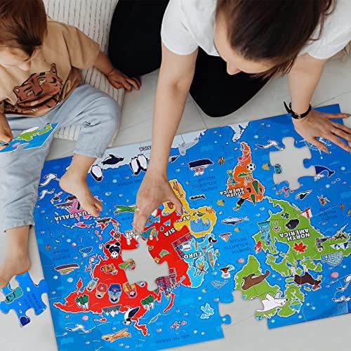 Jumbo Floor Puzzle for Kids,World Map Puzzle Jigsaw Geography Puzzles,48 Piece Globe Atlas ...