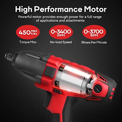 Eastvolt 800W Electric Impact Wrench, Heavy Duty 7.5 Amp Corded Max ...