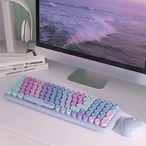 Wireless Keyboards and Mouse Combos, UBOTIE Colorful Gradient Rainbow ...