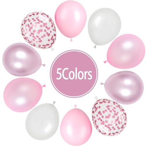 Paready Juego de globos rosas, 60 unidades de globos rosa perla de 12.0 ...