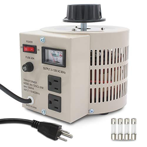 LVYUAN Variac Transformador Variable 20 amp, 2000 VA Máx, Regulador de Voltaje Variable, Salida ...