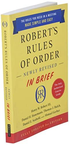 Roberts Rules of Order Newly Revised In Brief, 3rd edition : Precio ...