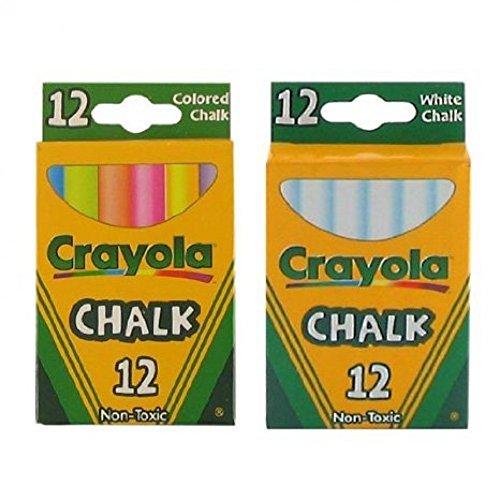 Crayola Chalk White & Colored Paquete de 12 (1 paquete de blanco y 1 ...