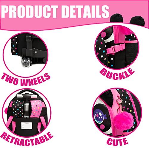 MYHSBYO Panda Rolling Backpack for Girls Kids Backpack with Wheels ...