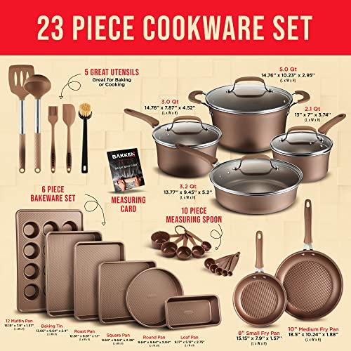 Cookware Set – 23 Piece –Gold Multi-Sized Cooking Pots with Lids ...