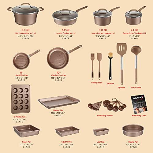 Cookware Set – 23 Piece –Gold Multi-Sized Cooking Pots with Lids ...