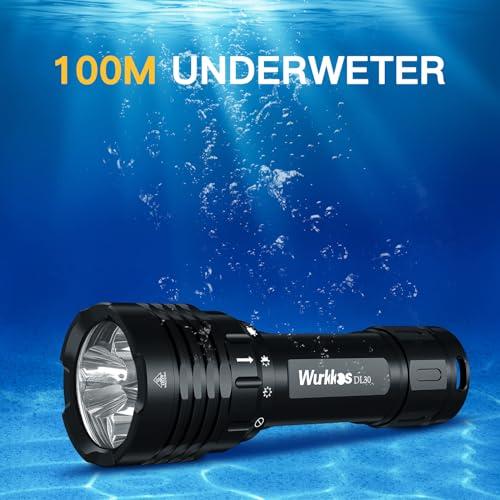 Wurkkos DL30 Luz de buceo Buceo - Linterna de buceo Super brillante Max 3600 lúmenes con 5000K ...