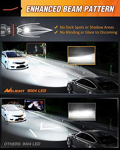Nilight 9007 Headlight Bulbs, 350% Brighter, 10000LM HB5 LED High and ...