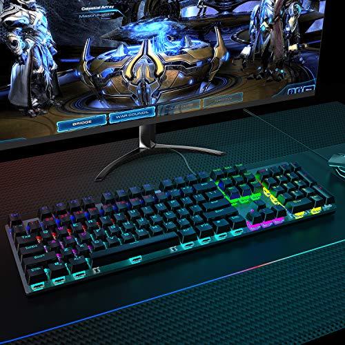 Fiodio Mechanical Gaming Keyboard, Fantastic LED Rainbow Backlit Wired ...