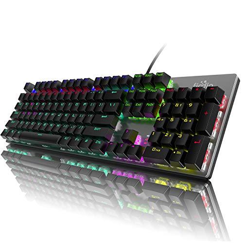Fiodio Mechanical Gaming Keyboard, Fantastic LED Rainbow Backlit Wired ...