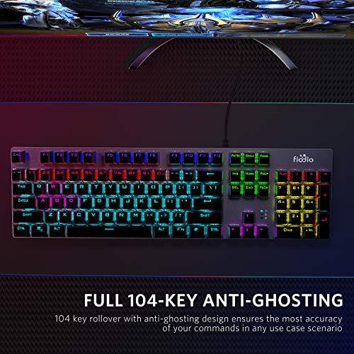 Fiodio Mechanical Gaming Keyboard, Fantastic LED Rainbow Backlit Wired ...