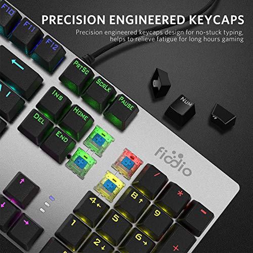 Fiodio Mechanical Gaming Keyboard, Fantastic LED Rainbow Backlit Wired ...
