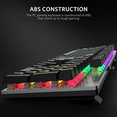 Fiodio Mechanical Gaming Keyboard, Fantastic LED Rainbow Backlit Wired ...