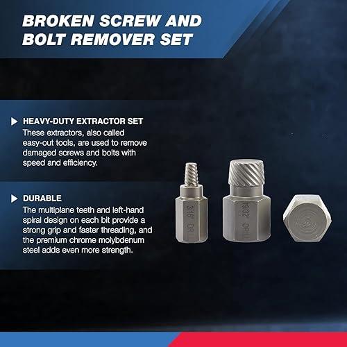 NEIKO 04204A Juego de extractores de pernos y tornillos multispline de cabeza hexagonal ...