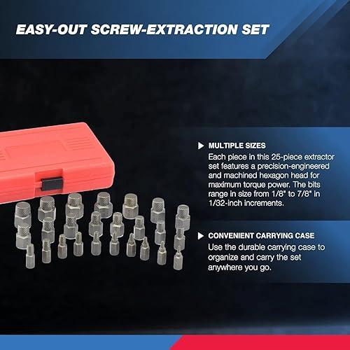 NEIKO 04204A Juego de extractores de pernos y tornillos multispline de cabeza hexagonal ...