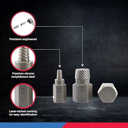 NEIKO 04204A Juego de extractores de pernos y tornillos multispline de cabeza hexagonal ...