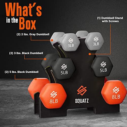 Dumbbell Weights Set with Stand, 20lbs Neoprene Coated Weights in Color ...