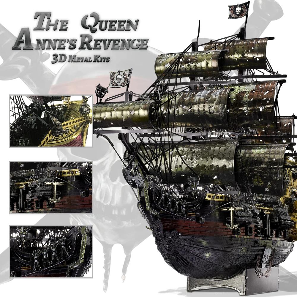 Piececool 3D Metal Puzzles for Adults, The Queen Annes Revenge Pirate ...