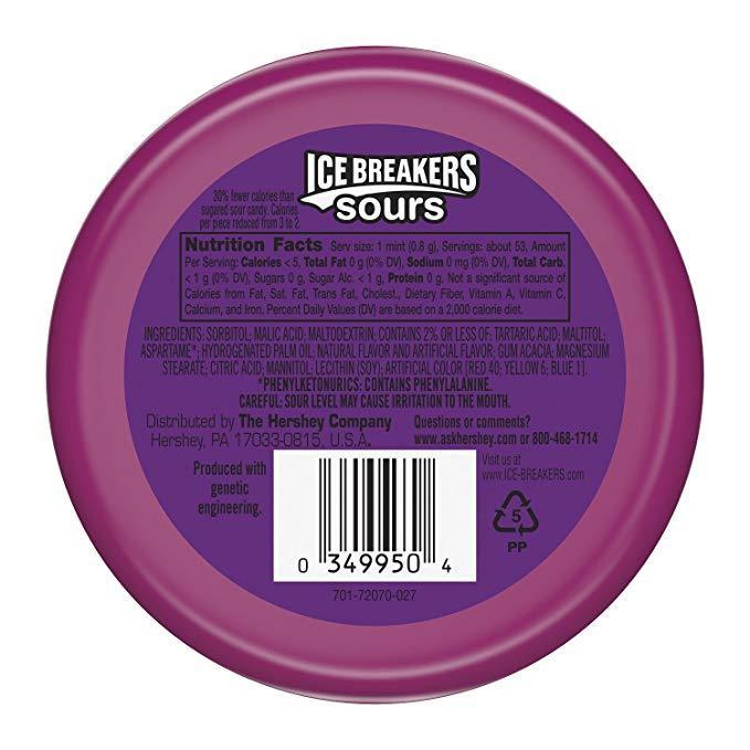 Ice Breakers Sours Mentas sin azúcar, (Mixed Berry, fresa, cereza) 1.5 ...